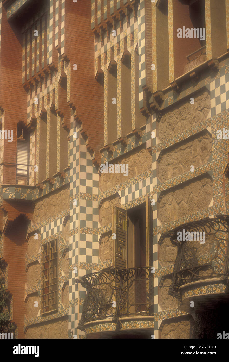 Europe, Spain, Barcelona. Modernist architecture on Casa Vicens Stock ...