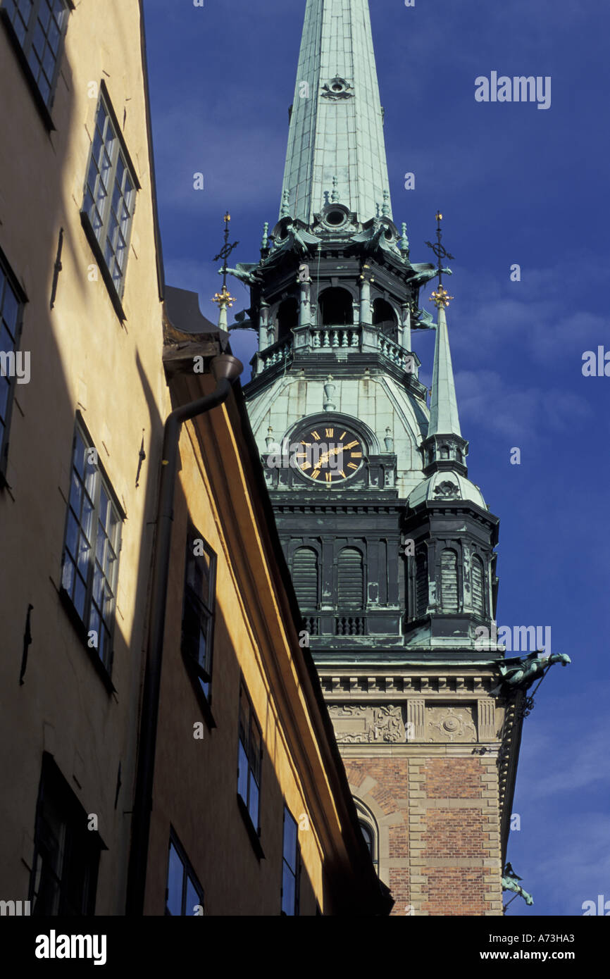 Sweden, Stockholm Tower with clock Stock Photo - Alamy