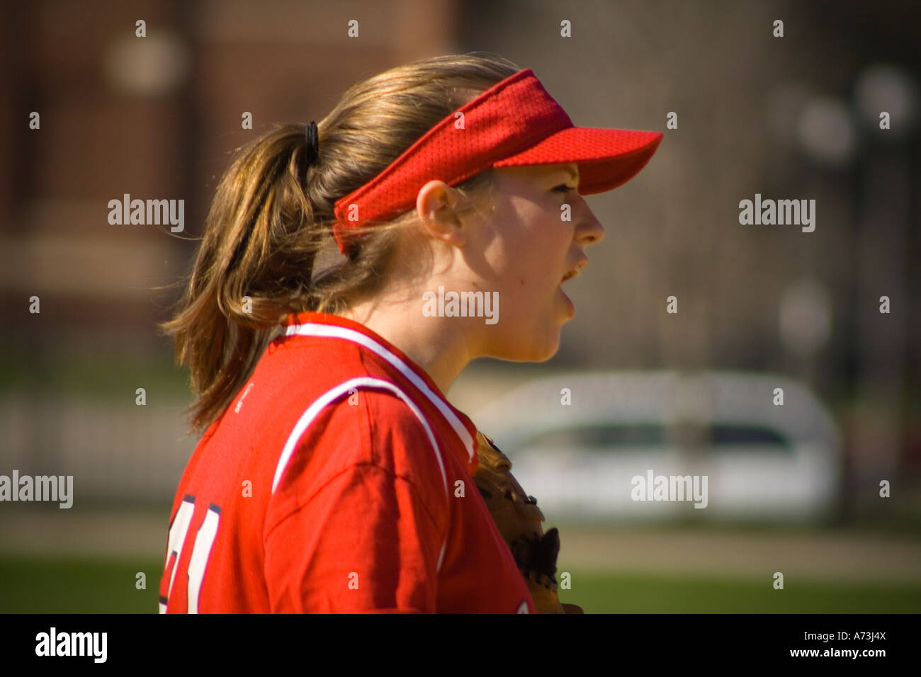 High school girl in a softball game in Chicago yelling Stock Photo - Alamy