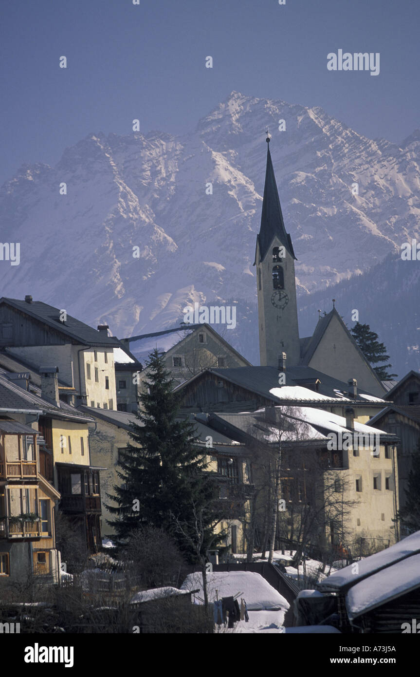 Europe, Switzerland, Graubunden, Guarda. Village view Stock Photo - Alamy