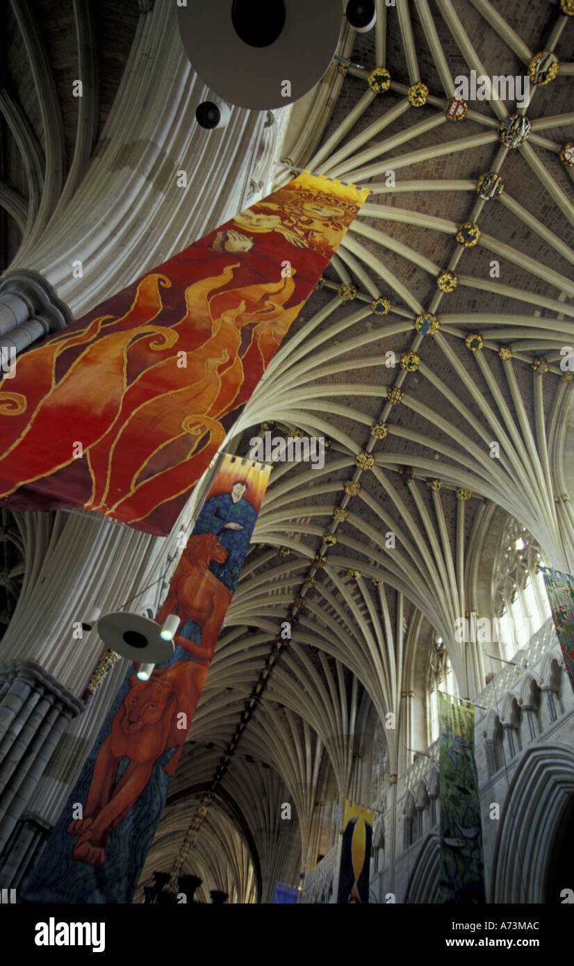 Europe, England, Devon, Exeter. Exeter Cathedral, gothic vaulting Stock ...