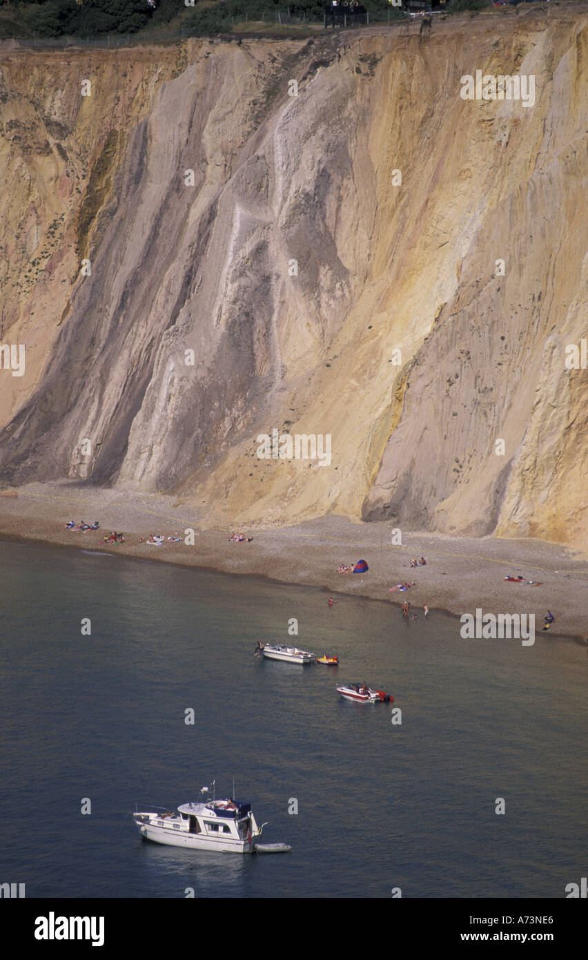 Europe, England, Isle of Wight. Alum Bay, multi-colored cliffs Stock ...