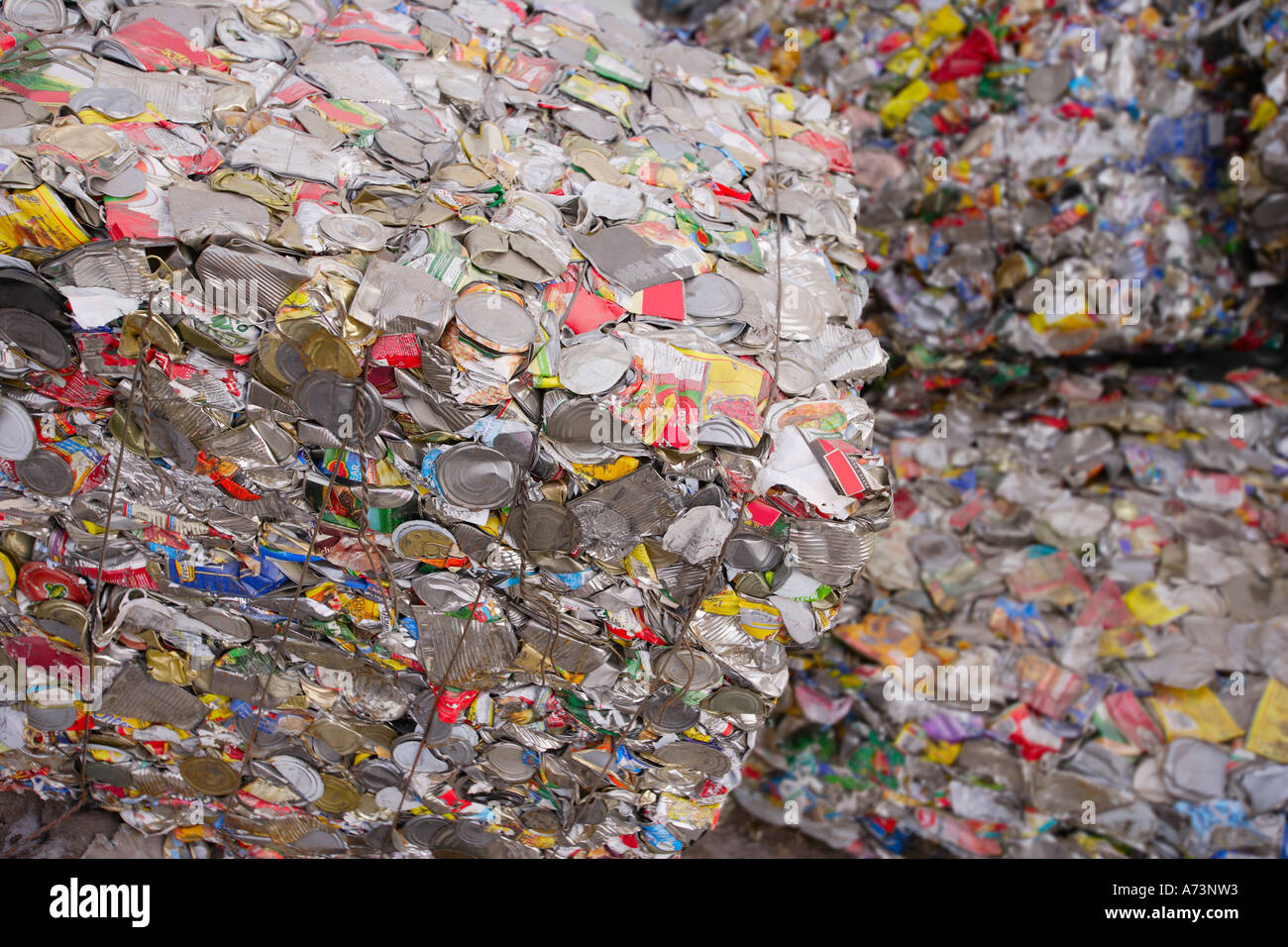 Compacted drink containers Stock Photo - Alamy