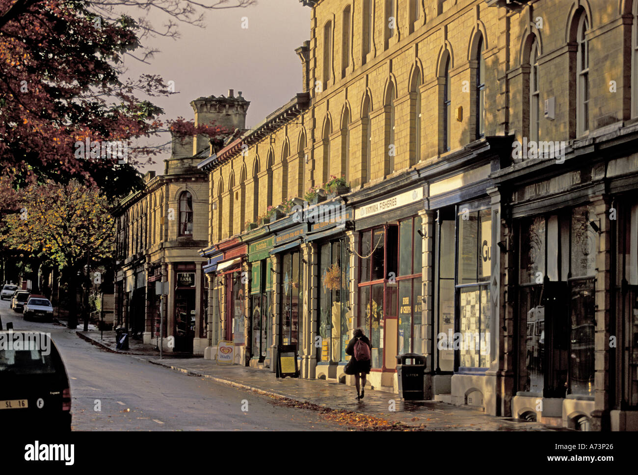 Europe, England, Yorkshire, Saltaire Village . Main Street area in the ...