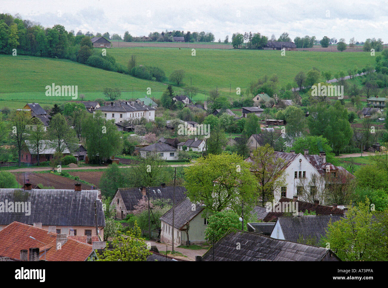 Rural village of Sabile, known as the Switzerland of Latvia, in the ...