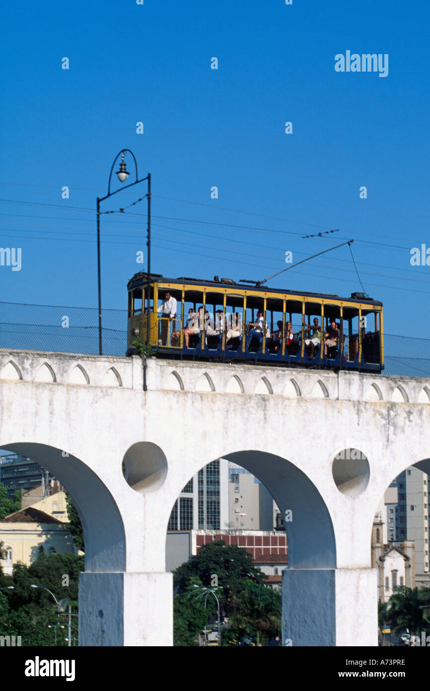 Tramway "Bonde" Aqueduct Rio de Janeiro Brazil Stock Photo - Alamy