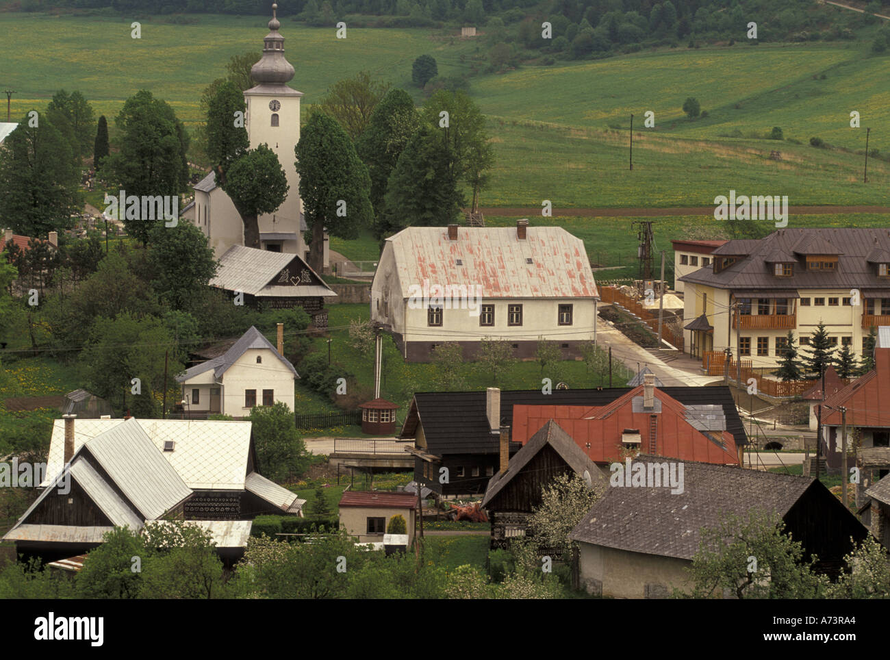 Europe, Slovakia, Central Slovakia, Cicmany Village Village with wood ...