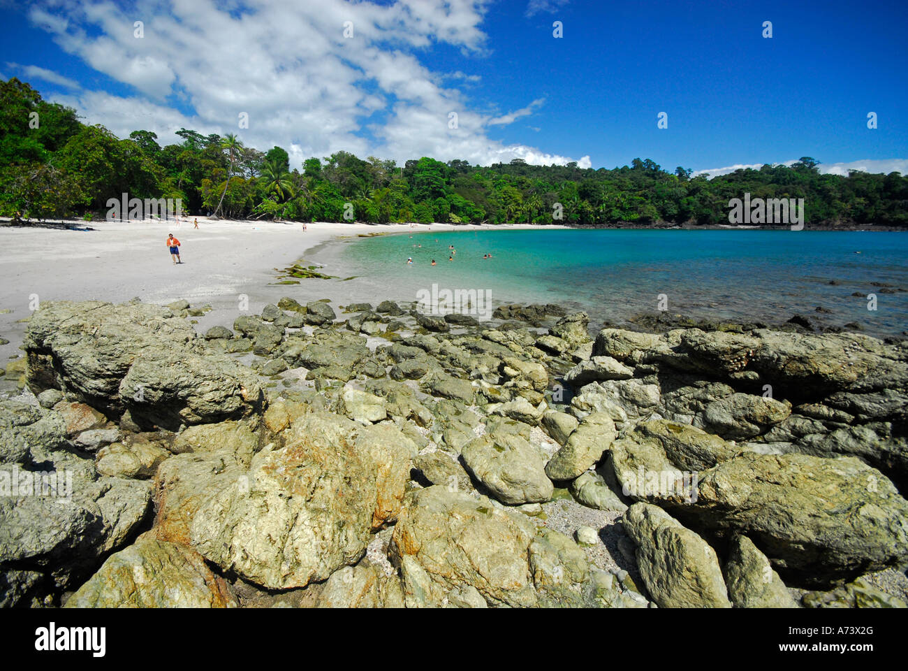 Rockformations on beach of Manuel Antonio National Park, Puntarenas ...