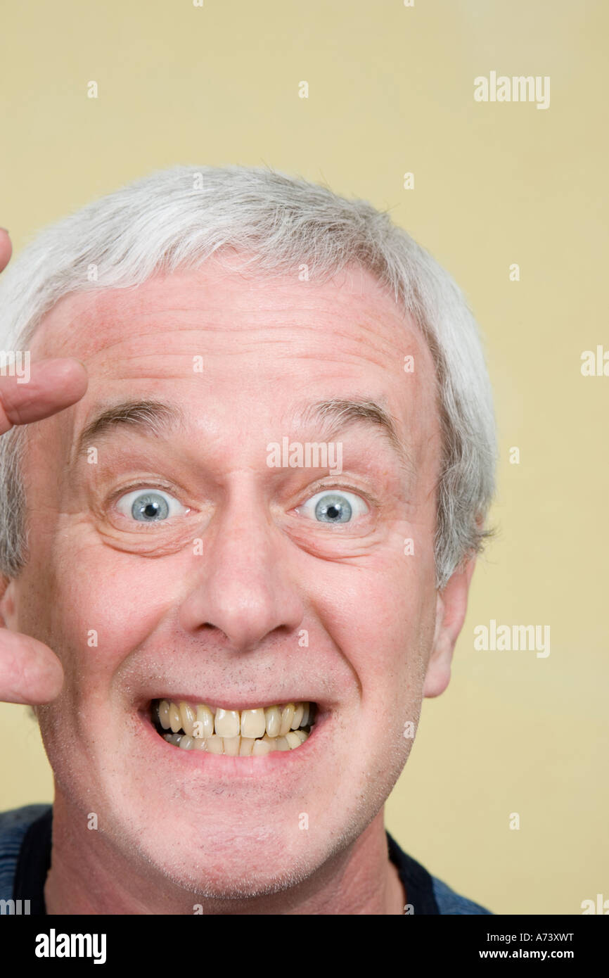 Portrait of Angry Grey Haired Man using Hands to Express Emotion Stock ...