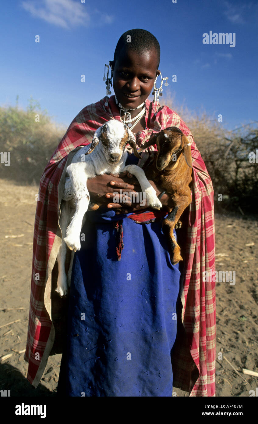 massai woman with goat Tanzania Stock Photo - Alamy