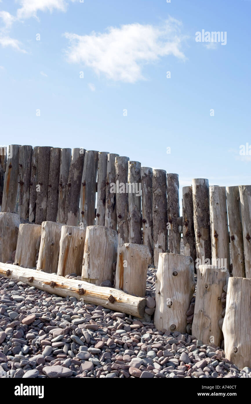 Wooden Groynes on Beach UK Somerset Porlock Stock Photo - Alamy