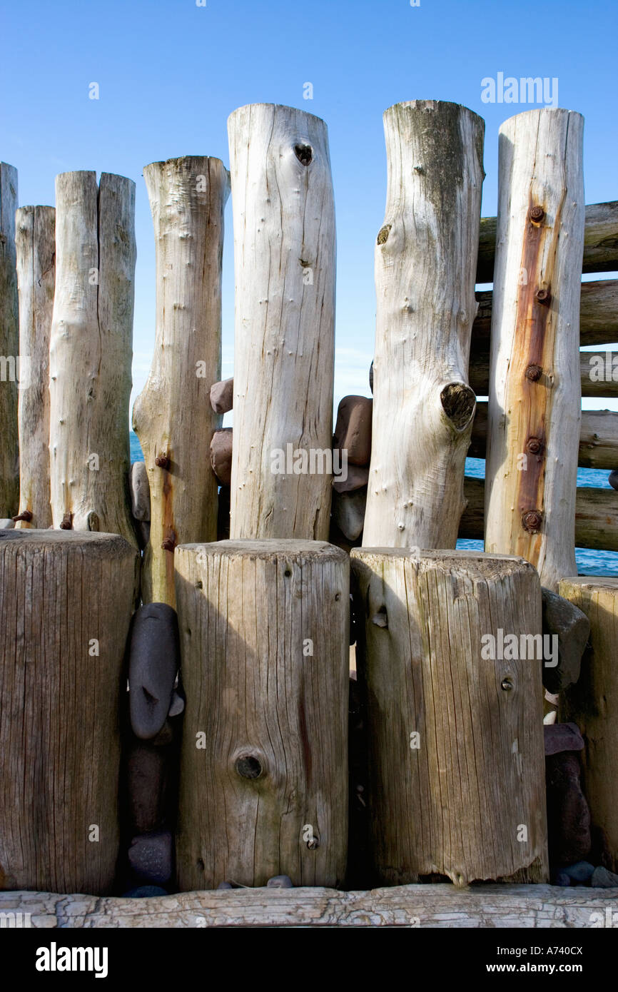 Wooden Groynes on Beach UK Somerset Porlock Stock Photo - Alamy