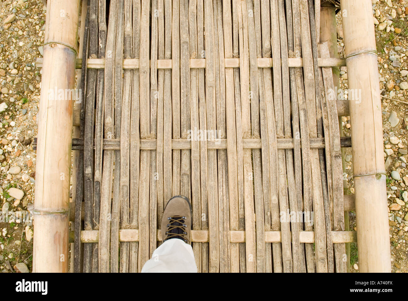 bamboo bridge Kachin State Myanmar Stock Photo - Alamy