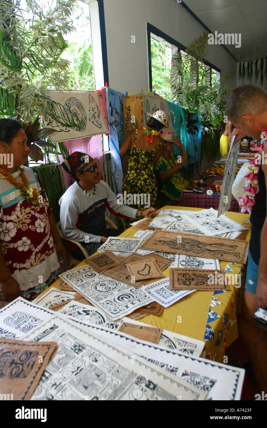 Tapa cloth Omoa village Fatu Hiva Marquesas French Polynesia Editorial ...