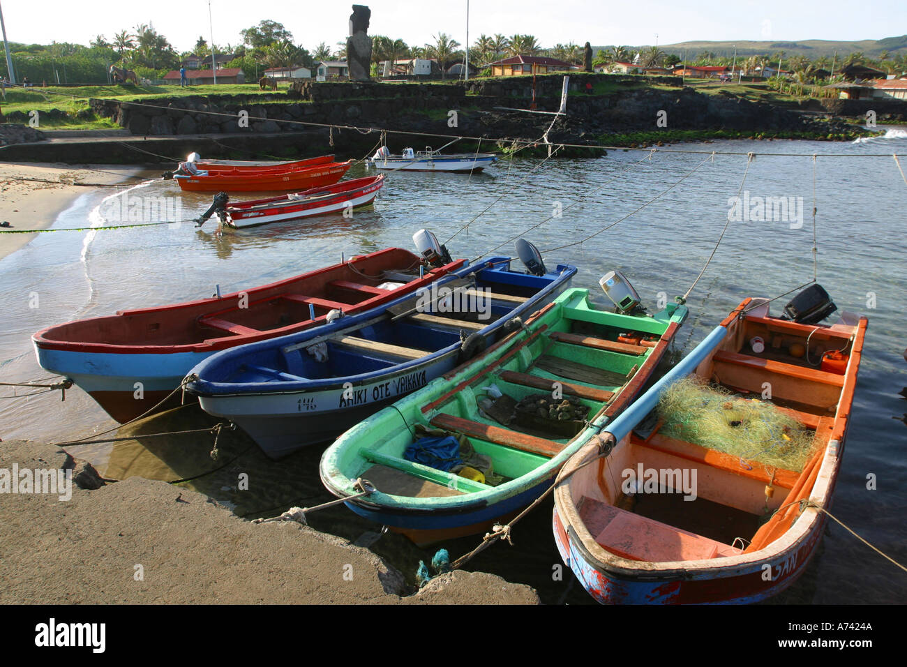 Fishing boats Easter Island Rapa Nui Chile Stock Photo - Alamy