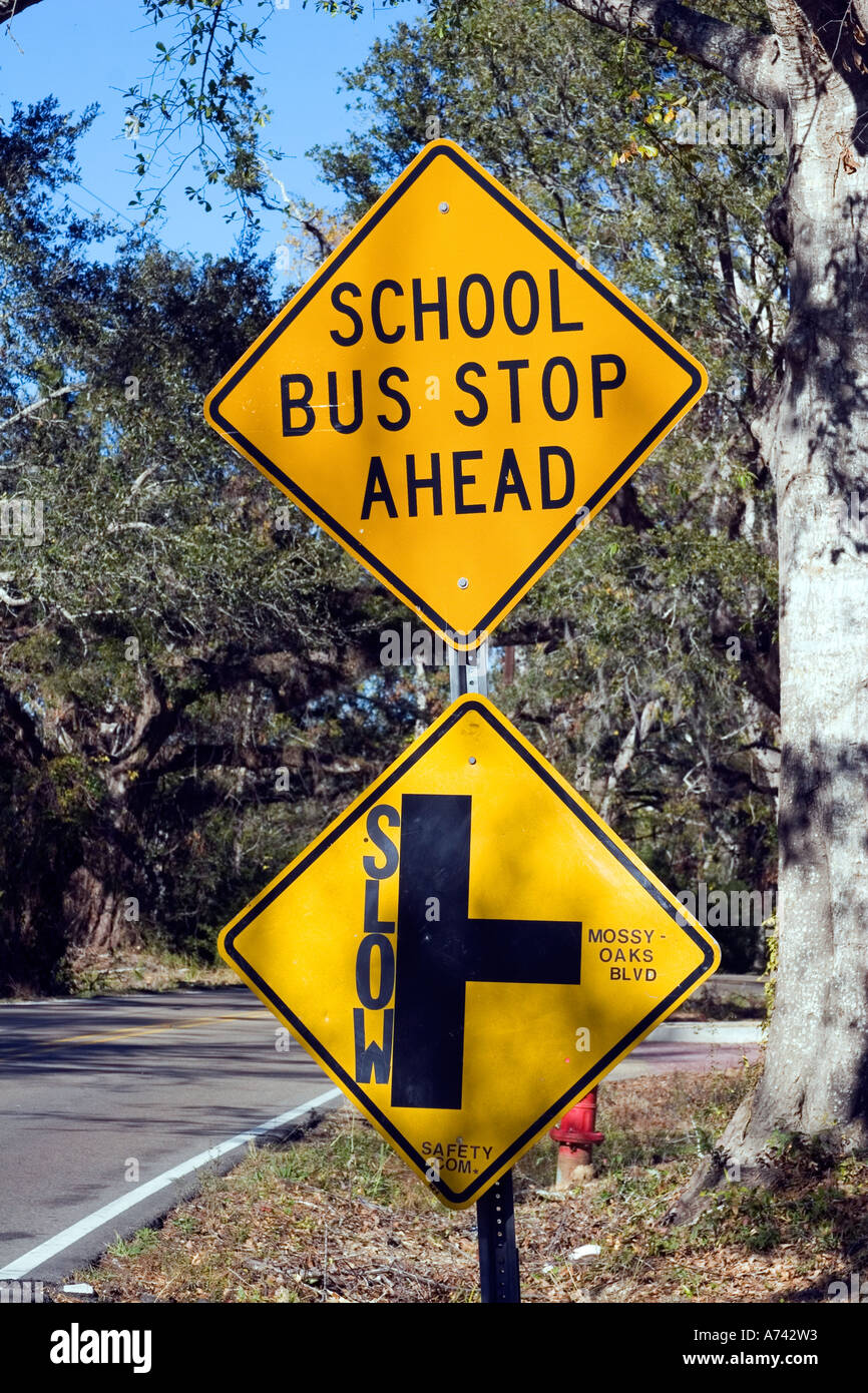 School bus sign Stock Photo - Alamy