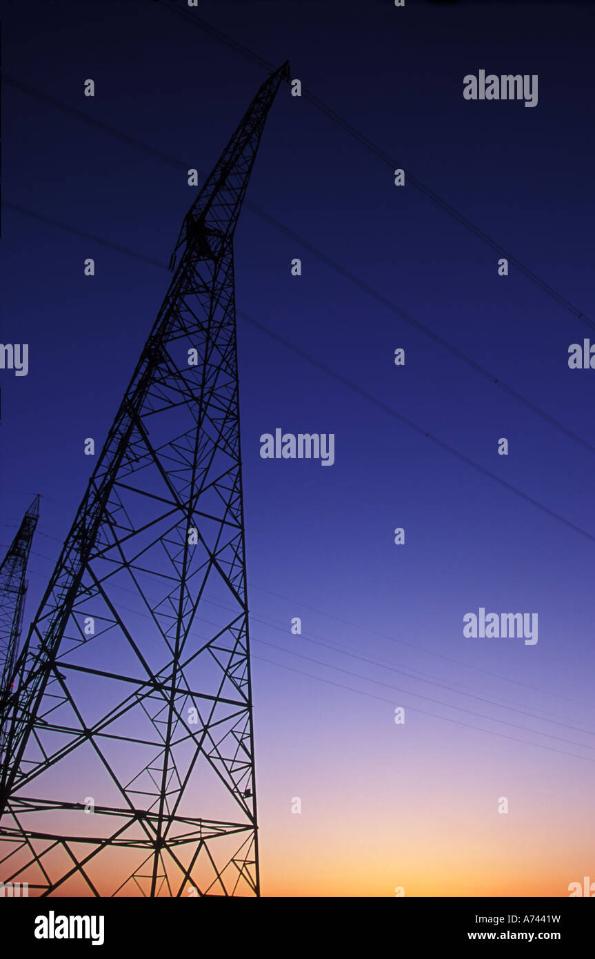 Electrical transmission lines crossing river hi-res stock photography ...