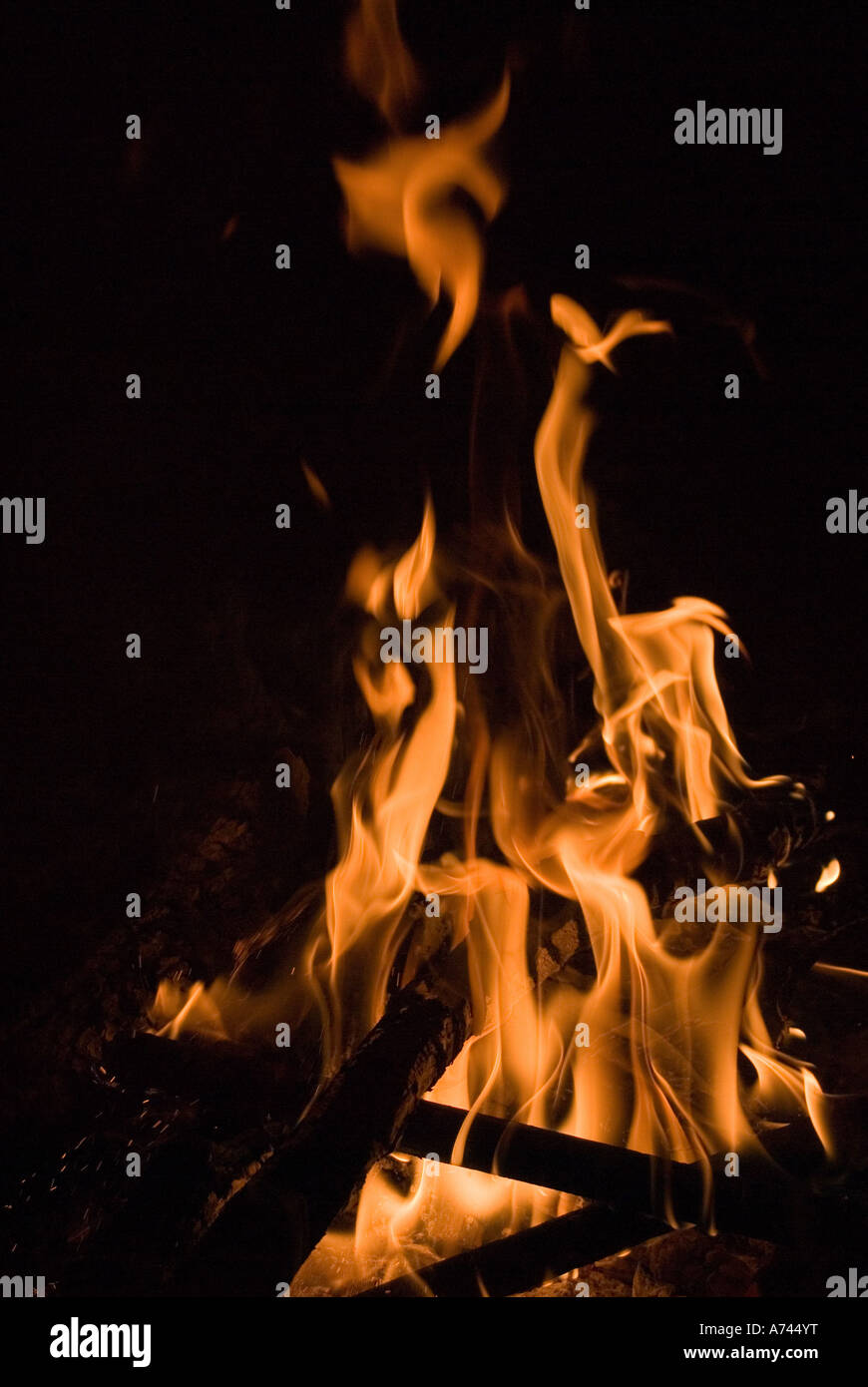 Burning fire showing movement of flames Stock Photo - Alamy