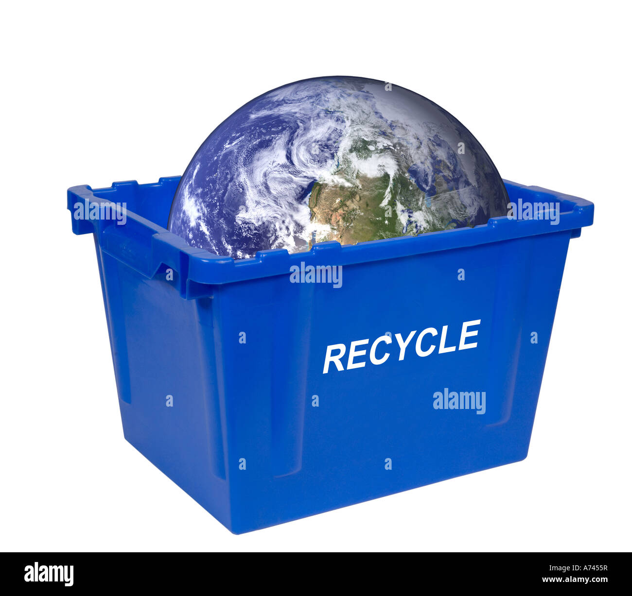 Earth inside recycling box Stock Photo - Alamy