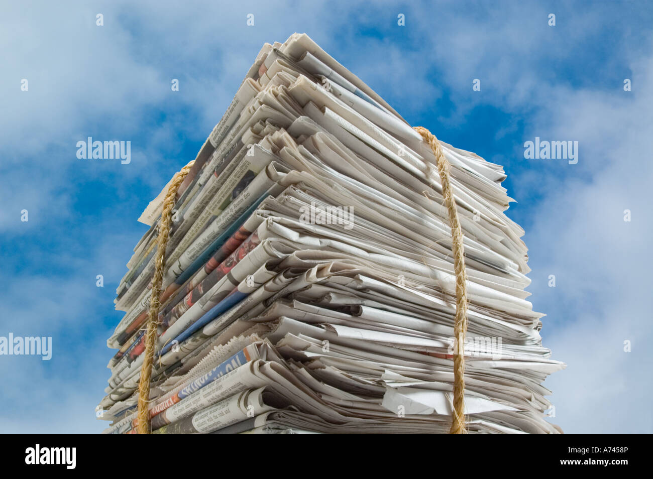 Stack of old newspaper ready for recycling Stock Photo - Alamy