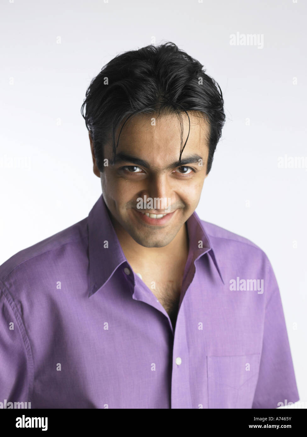 VDA 201938 Close up of South Asian Indian man showing smiley facial ...