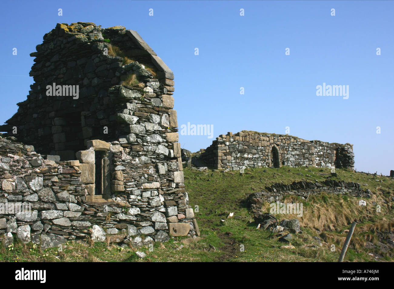 Abandoned 12th century Irish church buildings on Inishkeel island ...