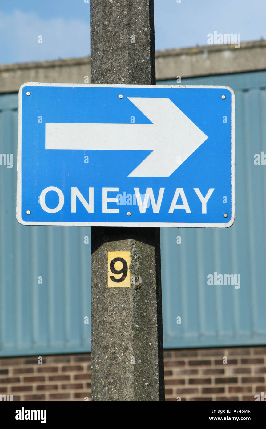 One way road sign in the uk Stock Photo - Alamy