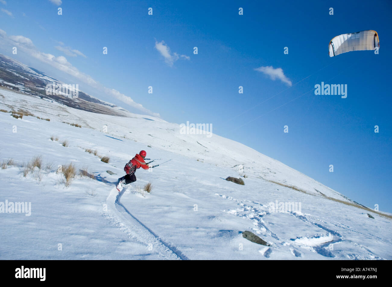Kite Snowboarding Brecon Beacons Wales GB Stock Photo - Alamy