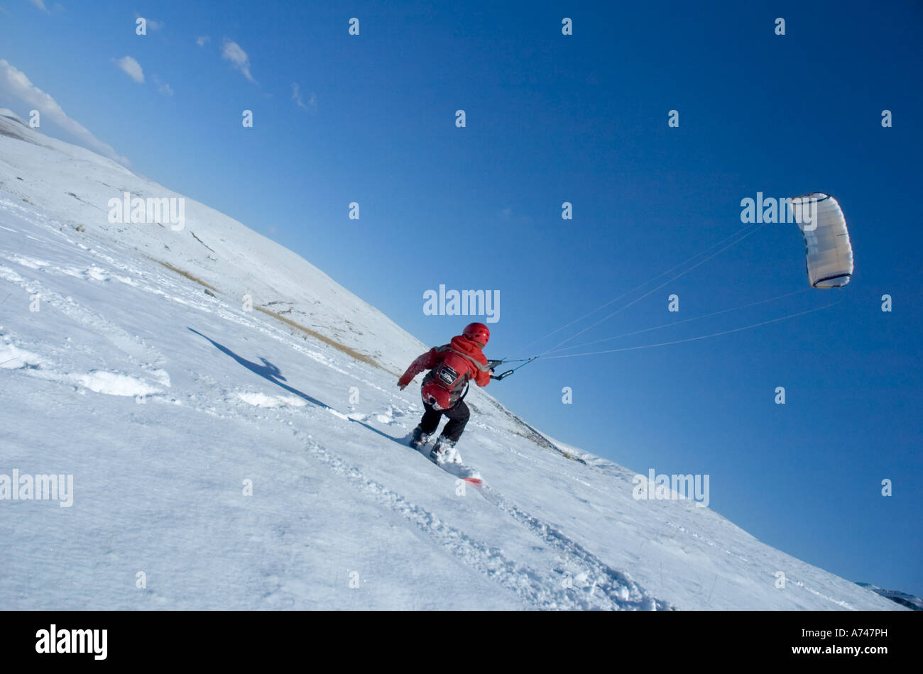 Teenager Kite Snowboarding Brecon Beacons National Park Wales UK Stock ...