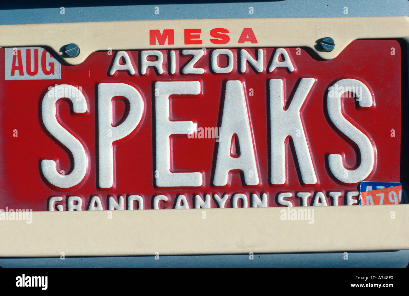 Vanity License Plate Arizona Stock Photo - Alamy