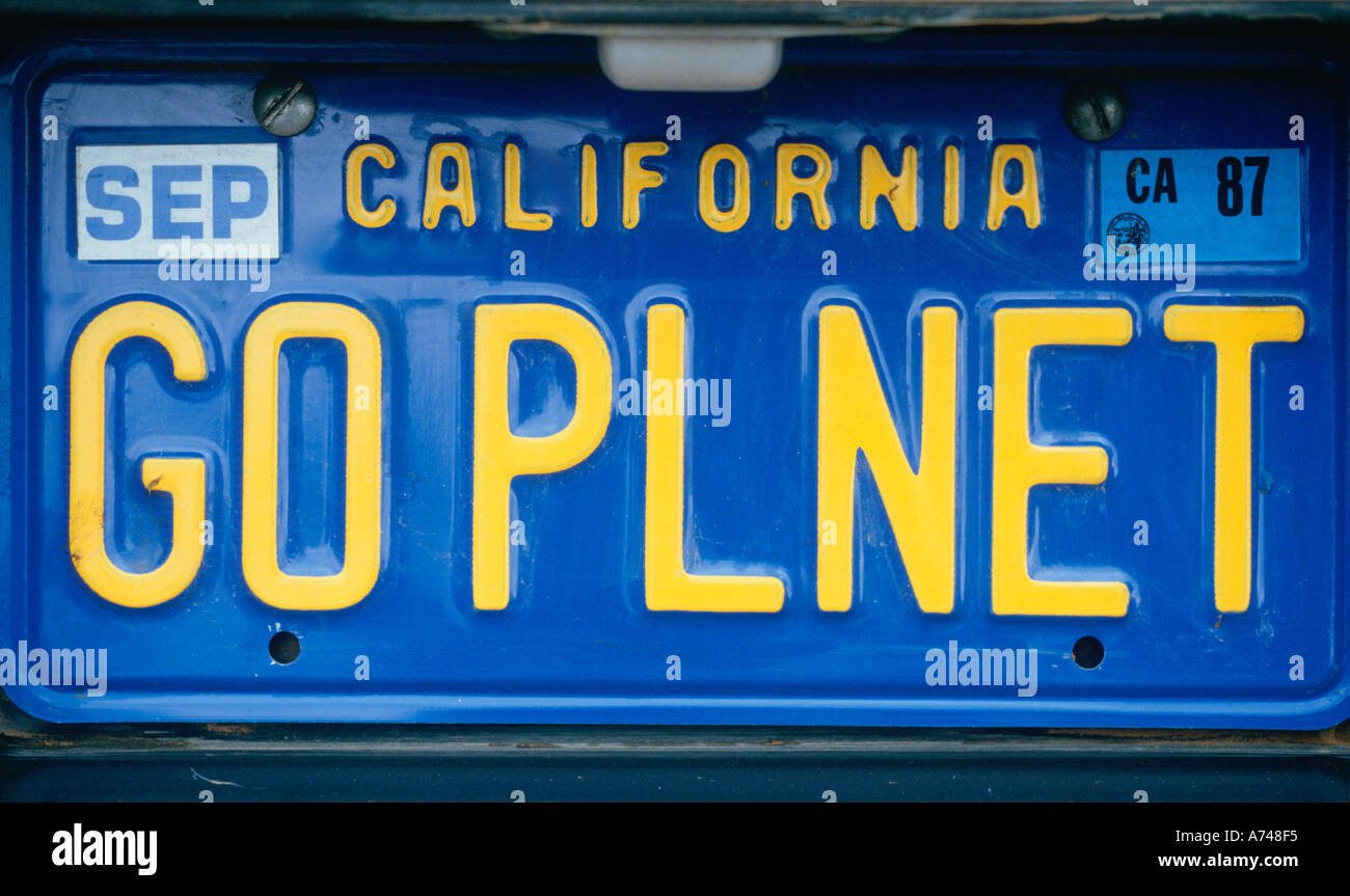 Vanity License Plate California Stock Photo - Alamy