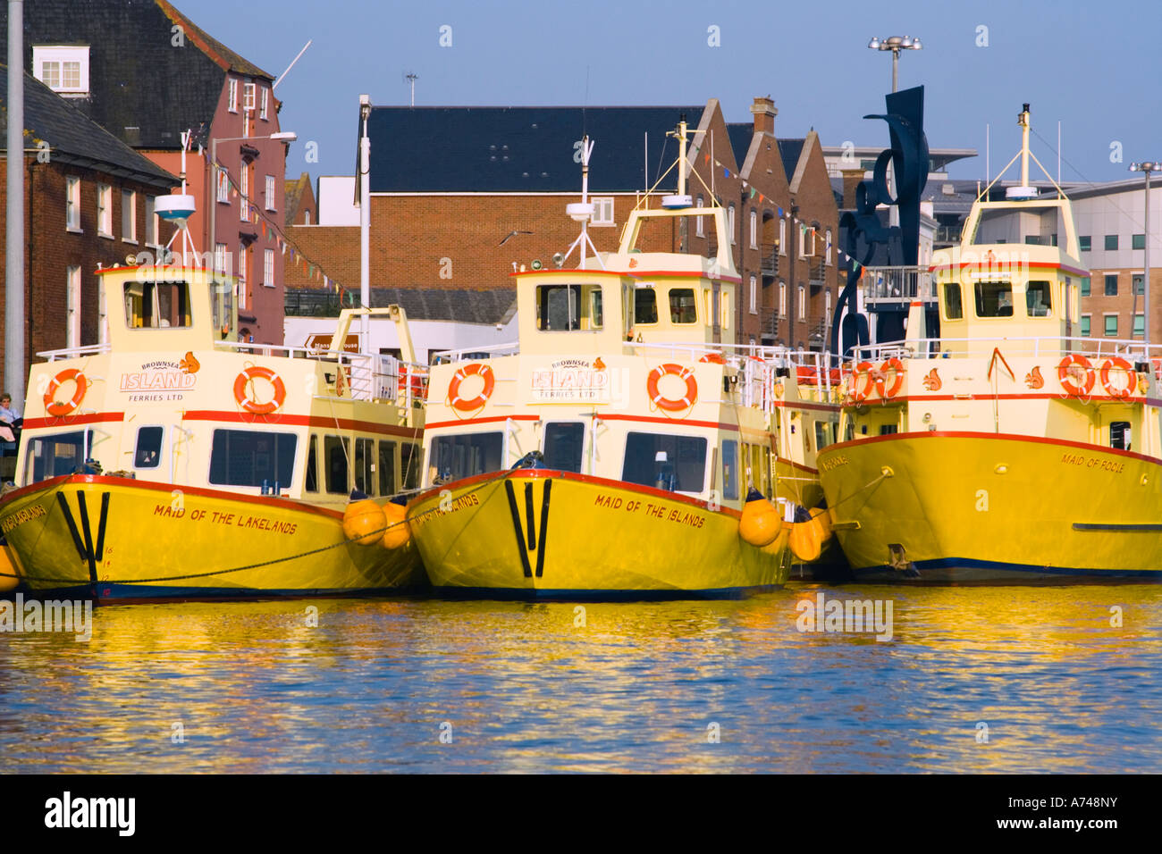Three passenger ferry boats moored at Poole Quay. Dorset. UK Stock ...