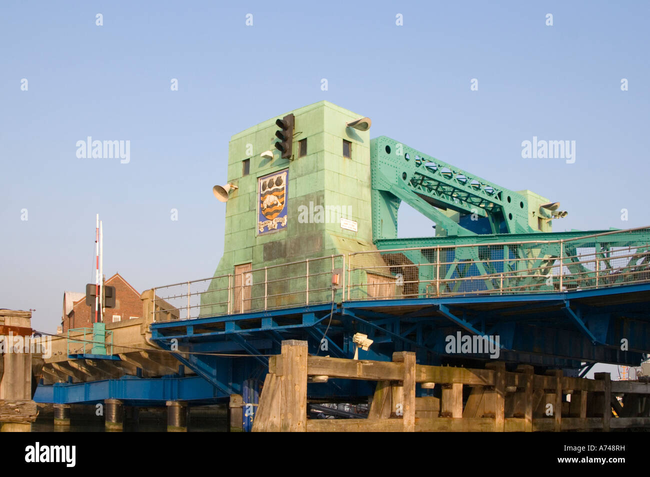 Poole lifting bridge. View from the water. Poole harbour, Dorset. UK ...