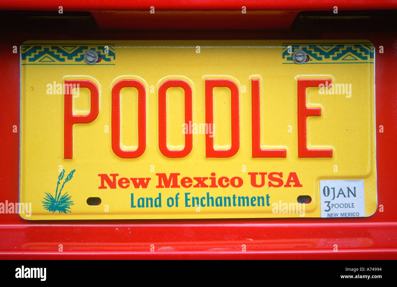 Vanity License Plate New Mexico Stock Photo - Alamy