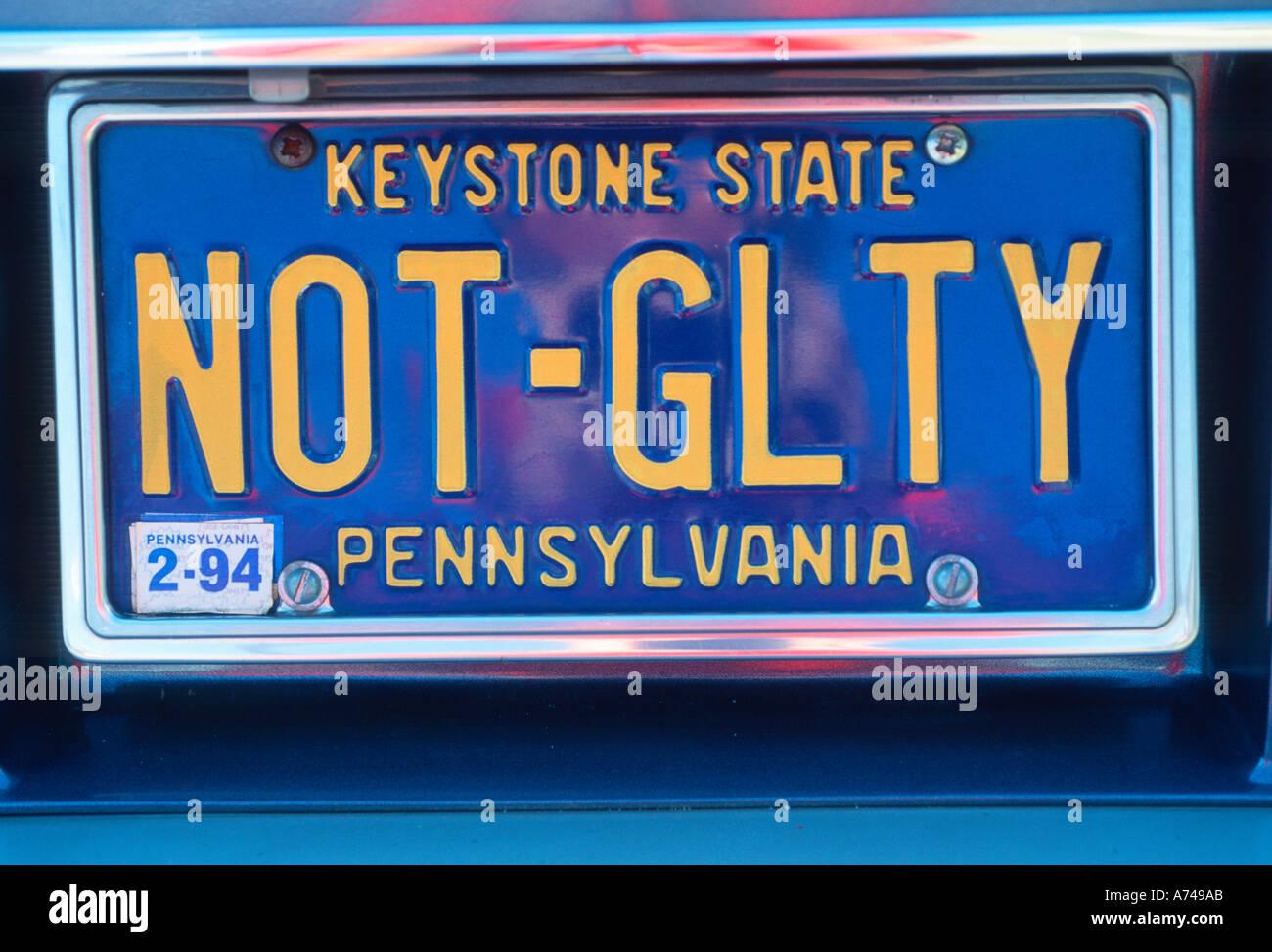 Vanity License Plate Pennylvania Stock Photo - Alamy