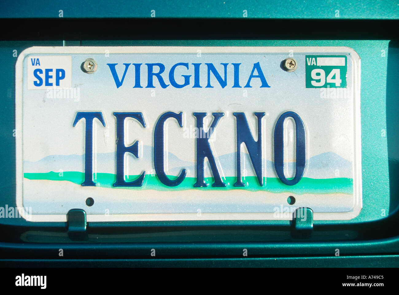 Vanity License Plate Virginia Stock Photo - Alamy