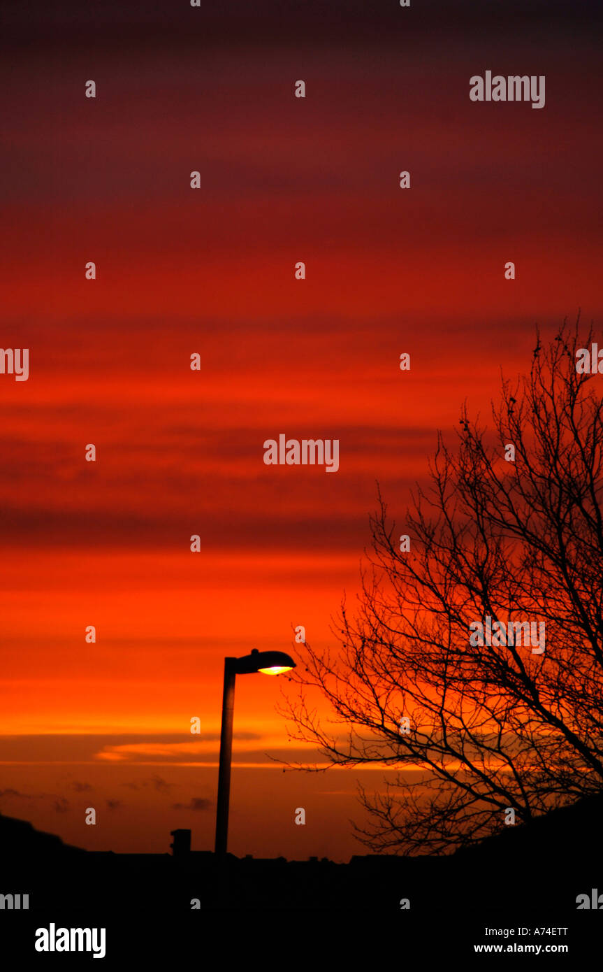 Urban Evening,Red Sky At Night Stock Photo - Alamy