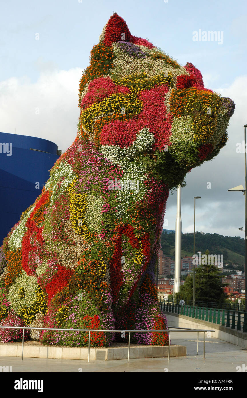 Puppy flower dog statue BILBAO Biscay Basque Country Spain Stock Photo ...