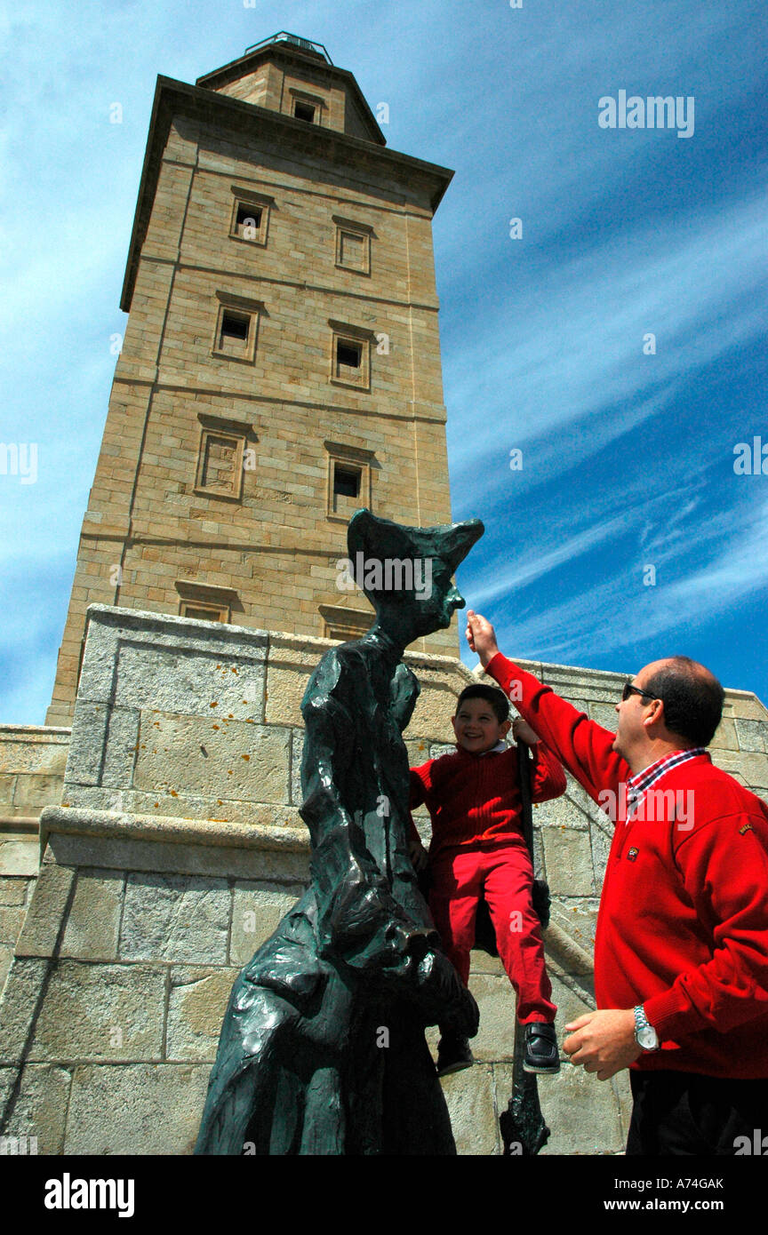 Statue of Carlos III in front of Toasts of Hercules LA CORUNNA Galicia ...
