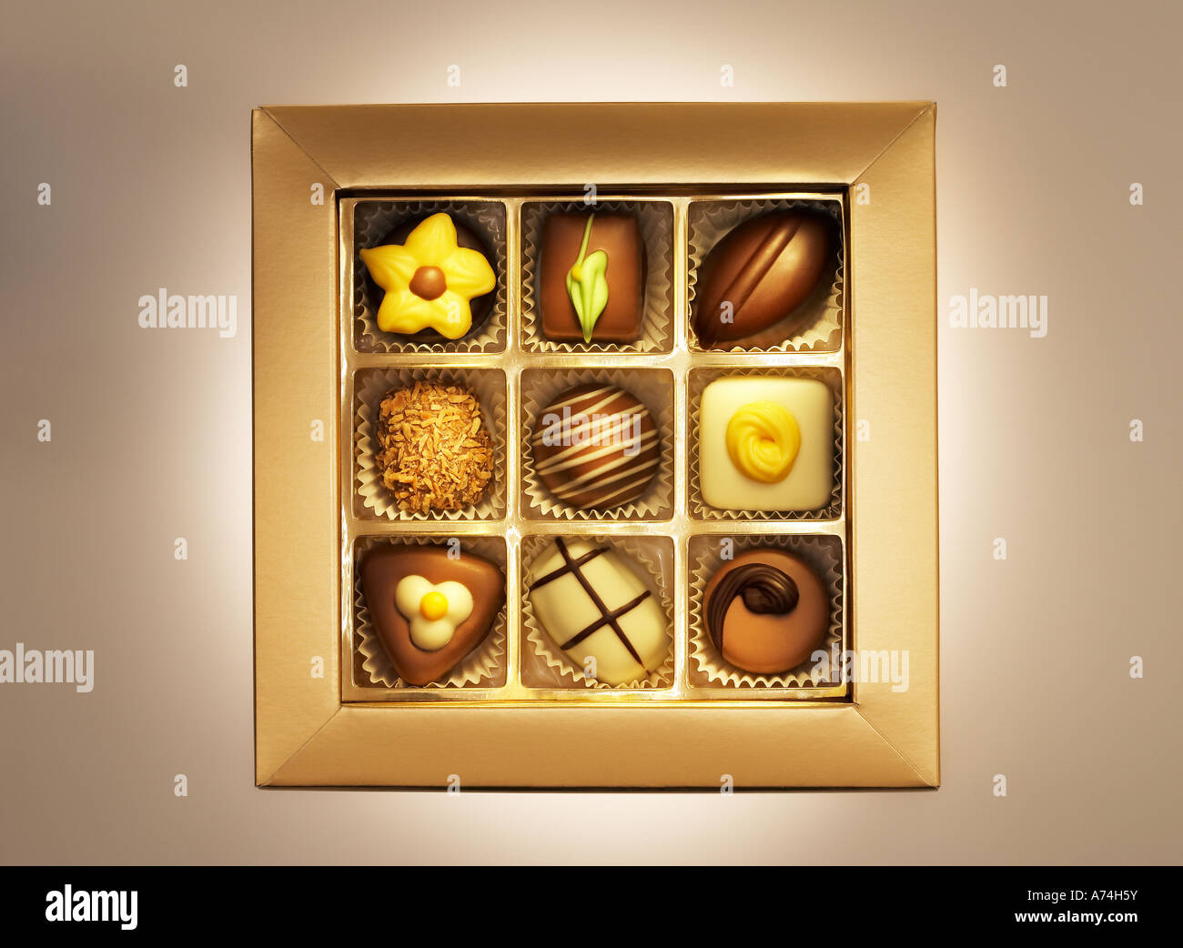 high quality chocolates, in golden box Stock Photo - Alamy