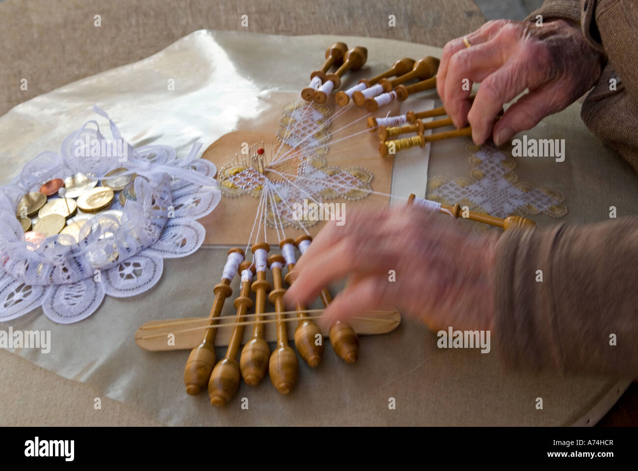 Bobbin lace making hi-res stock photography and images - Alamy
