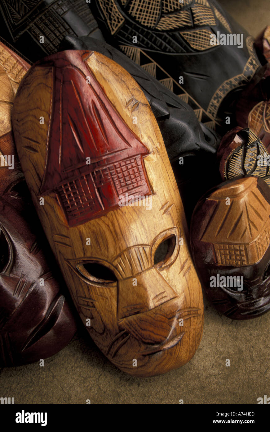 Fiji, Viti Levu Masks at a town market Stock Photo - Alamy