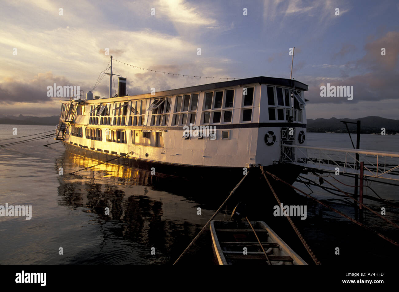 Fiji, Viti Levu, Suva, Suva Harbour, sunset light on Tiko's Floating ...