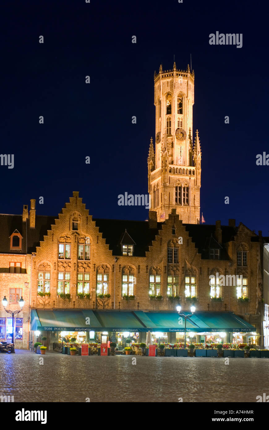 Vertical night view of the historic Burg square surrounded by ...