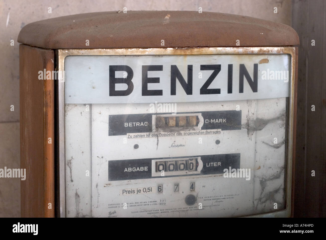 old gas pump Benzin Munich Bavaria Germany Europe Stock Photo - Alamy