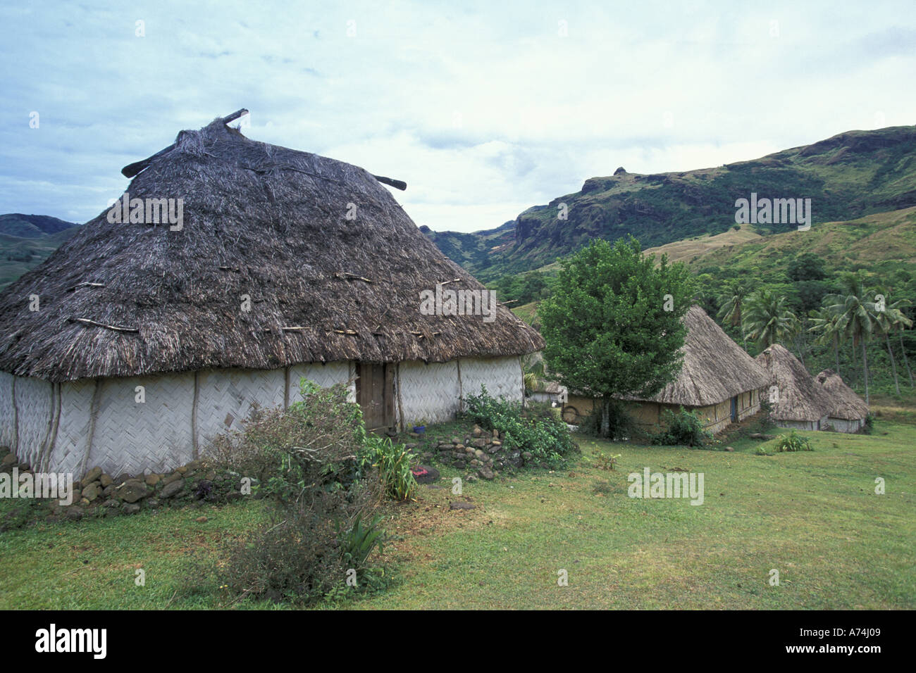 Fiji, Viti Levu, Navala, Traditional Bure houses Stock Photo - Alamy