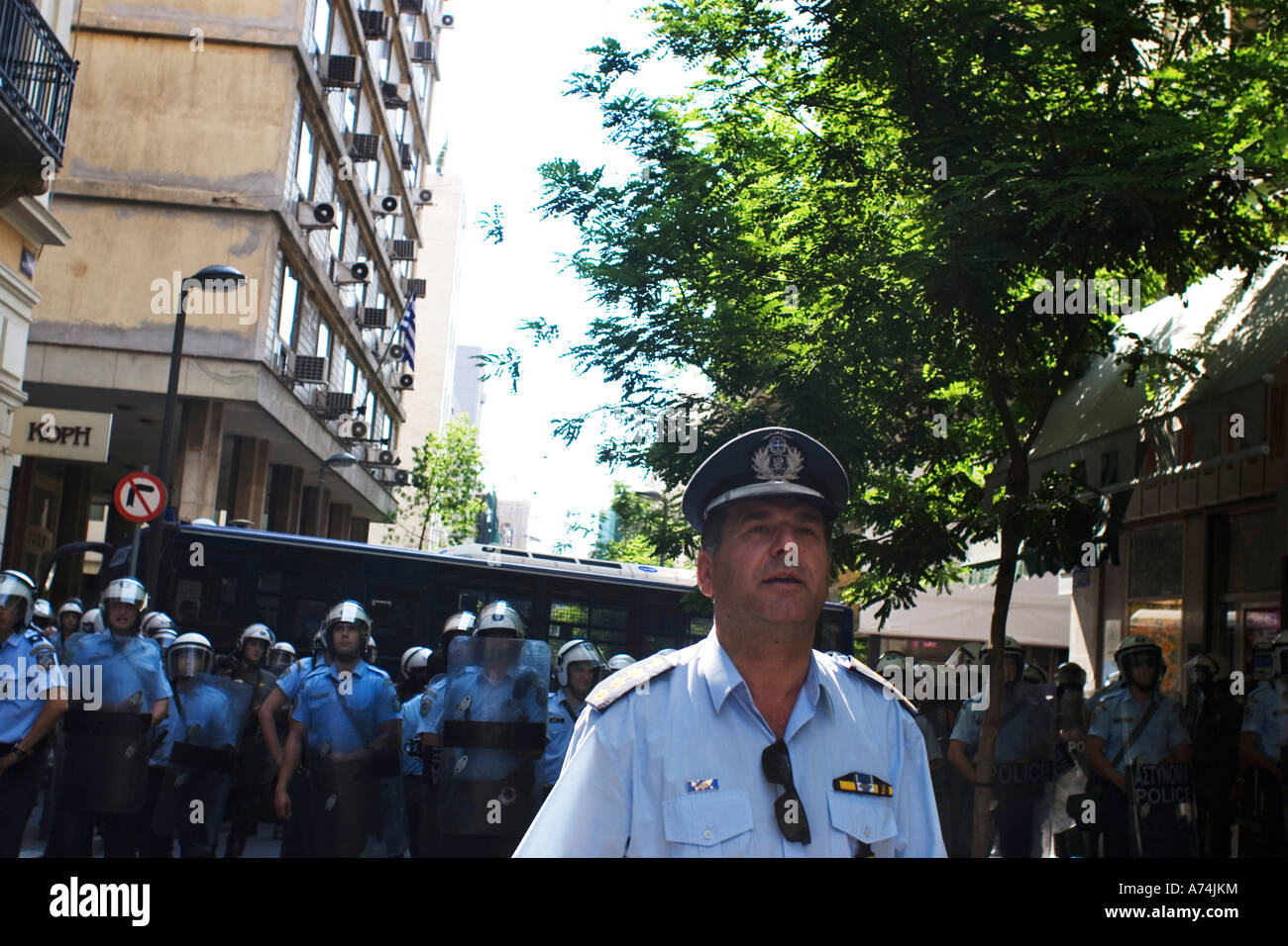 Greek police getting ready to clear a student demonstration in Athens ...
