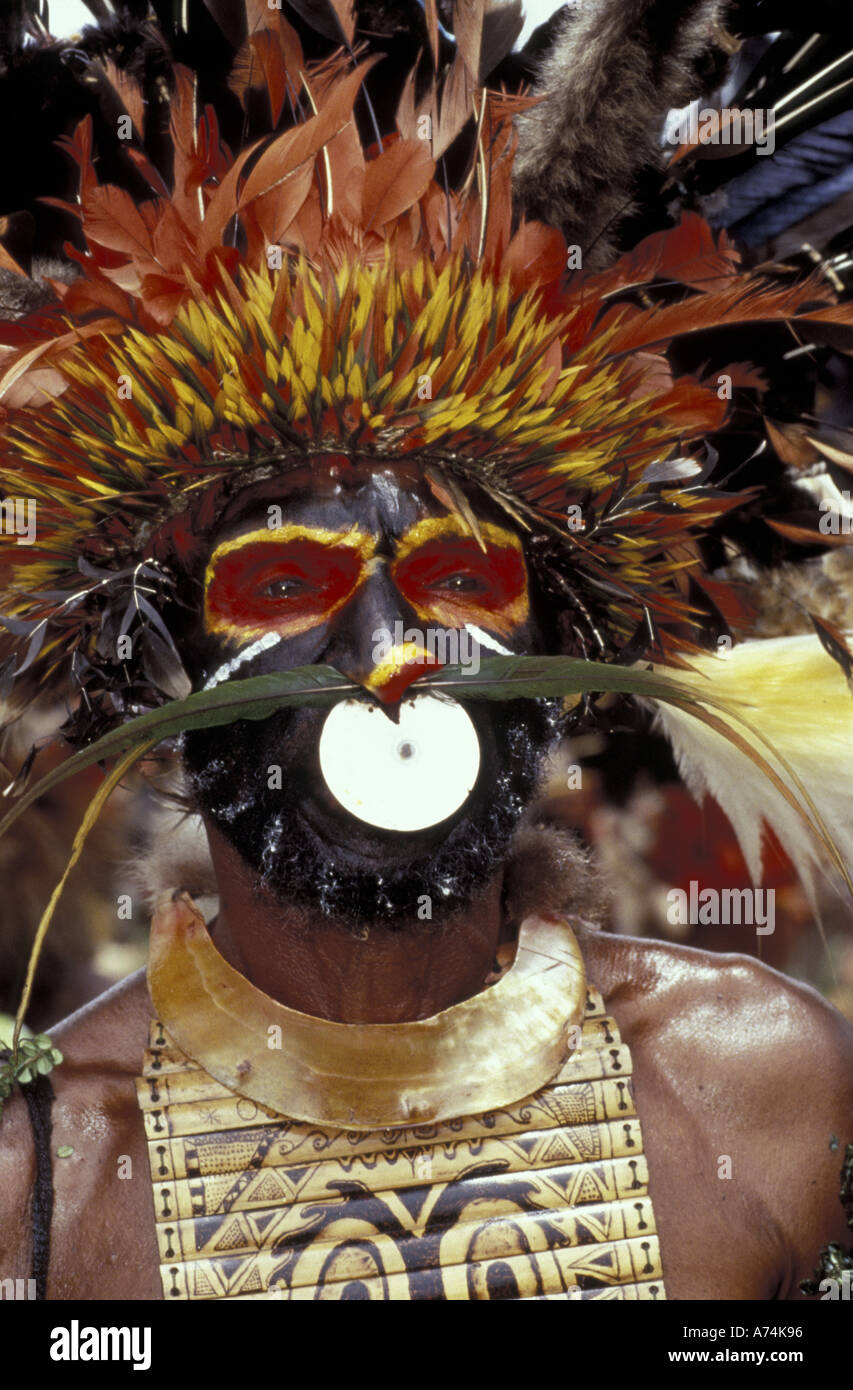 Papua new guinea man in tribal dress hi-res stock photography and ...