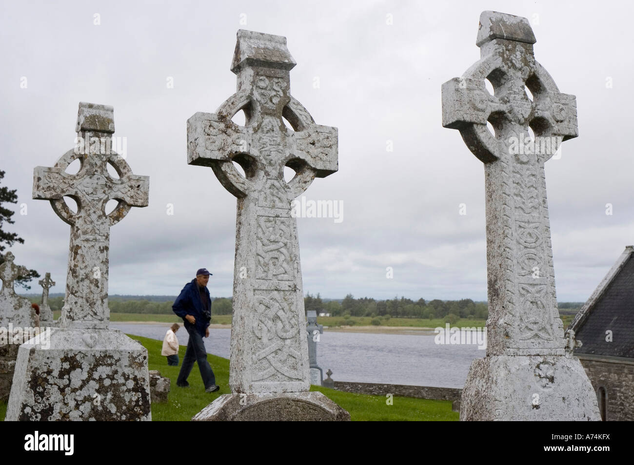 IRELAND County Offaly Clonmacnoise Monastery of Clonmacnoise Stock ...
