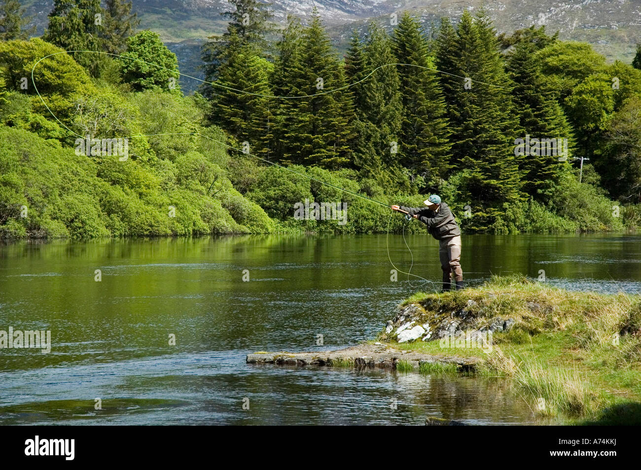 IRELAND County Galway Connemara area Fishing near Ballynahinch Castle ...